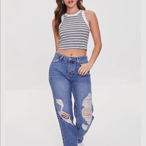 Forever 21 | Tops | Nwt Forever 2 Basic White Stripes Crop Top | Poshmark